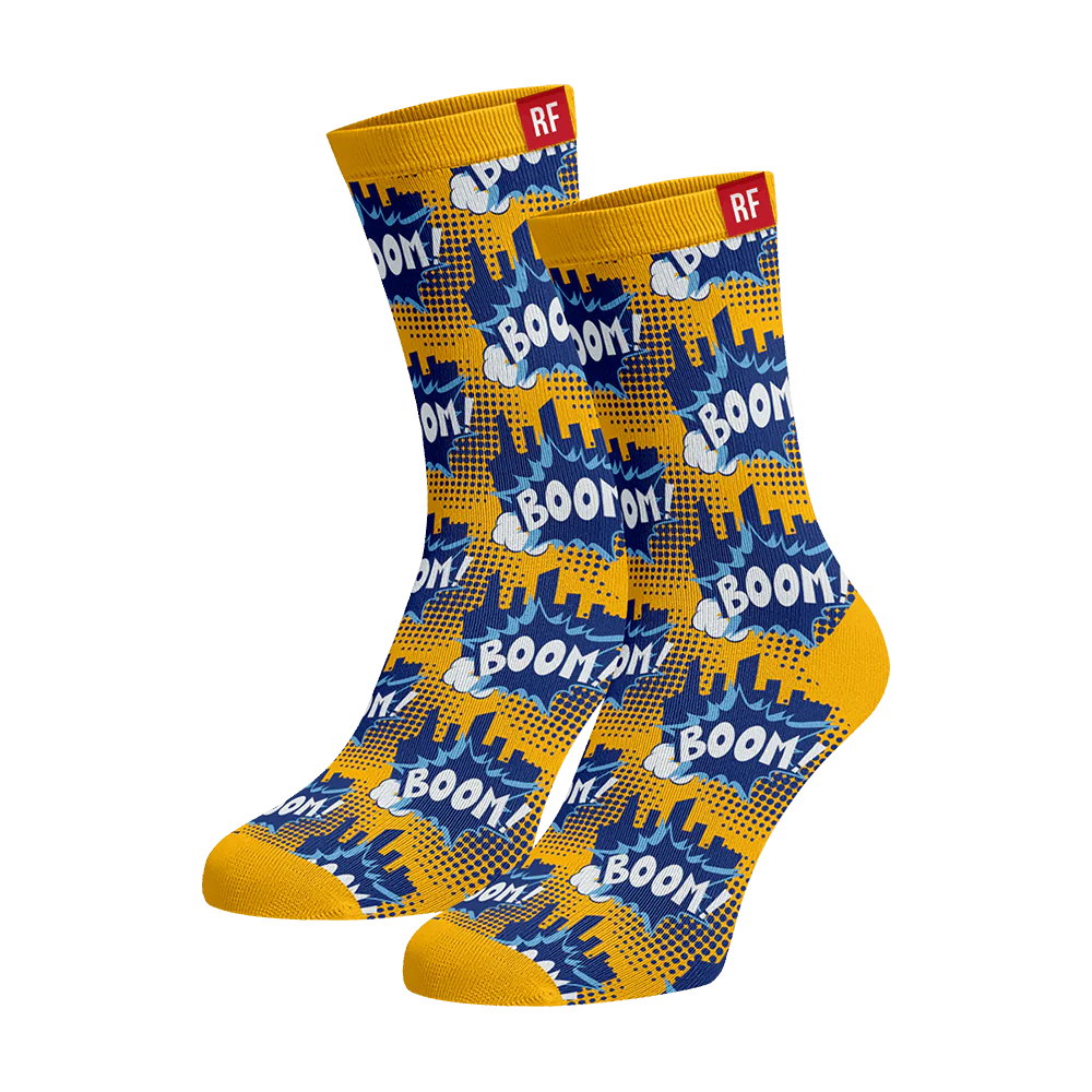 Yellow Bamboo Socks with Art Pop Boom by Red Fraktion | Bamboofeet