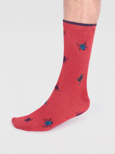 Red Beetle Bug Insect Bamboo Socks by Thought | Bamboofeet
